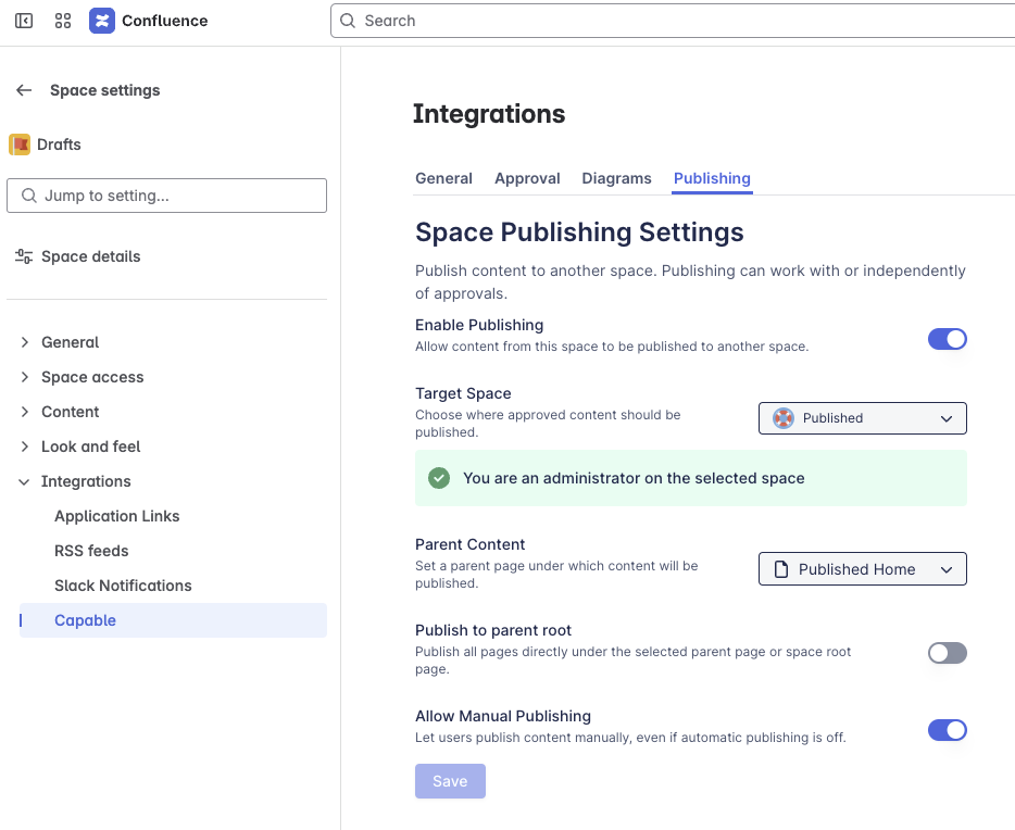 How to set up Publishing in Confluence